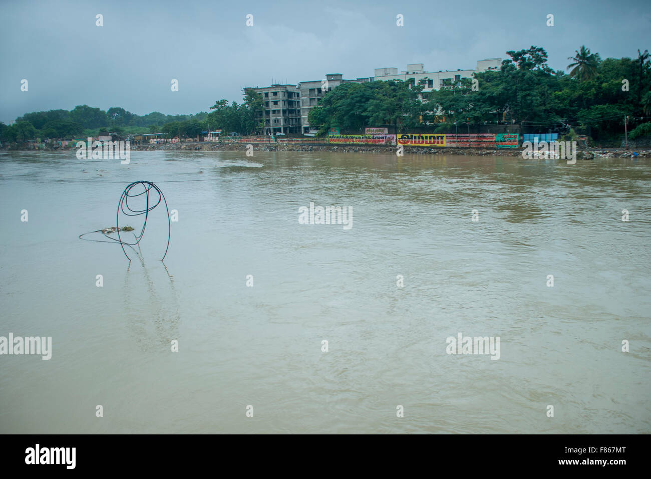 6th Dec 2015, Due to heavy rain in Chennai, the Adayar River is with ...