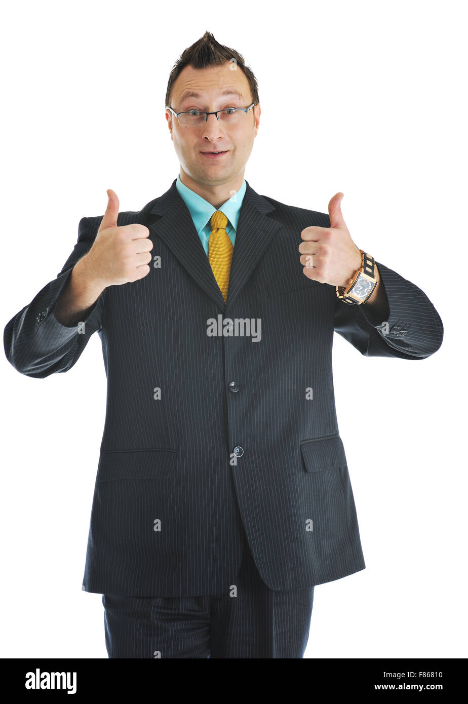 happy young businessman in business suit portrait isolated on white ...