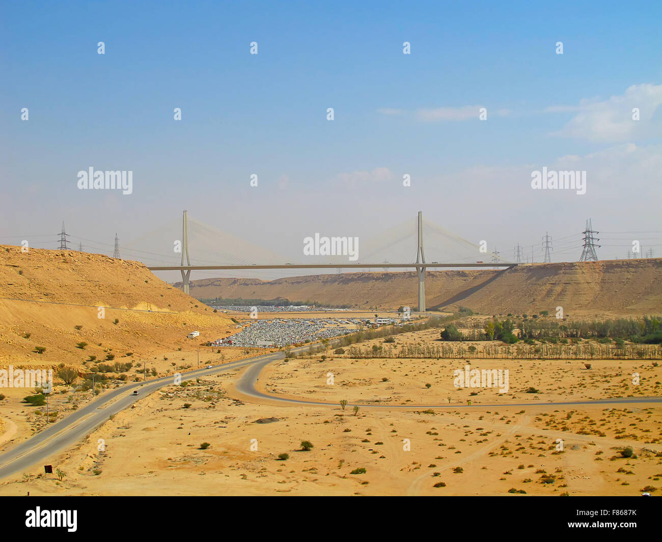 Road trough the desert Riyadh-Makkah(Mecca) highway in Saudi Arabia ...