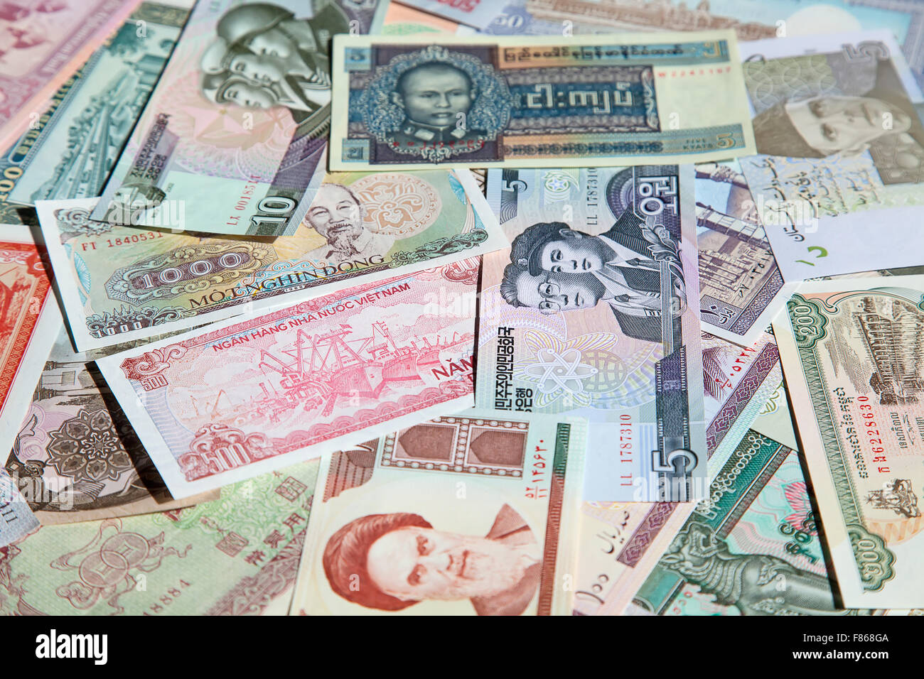 Variety of the Asian banknotes Stock Photo - Alamy