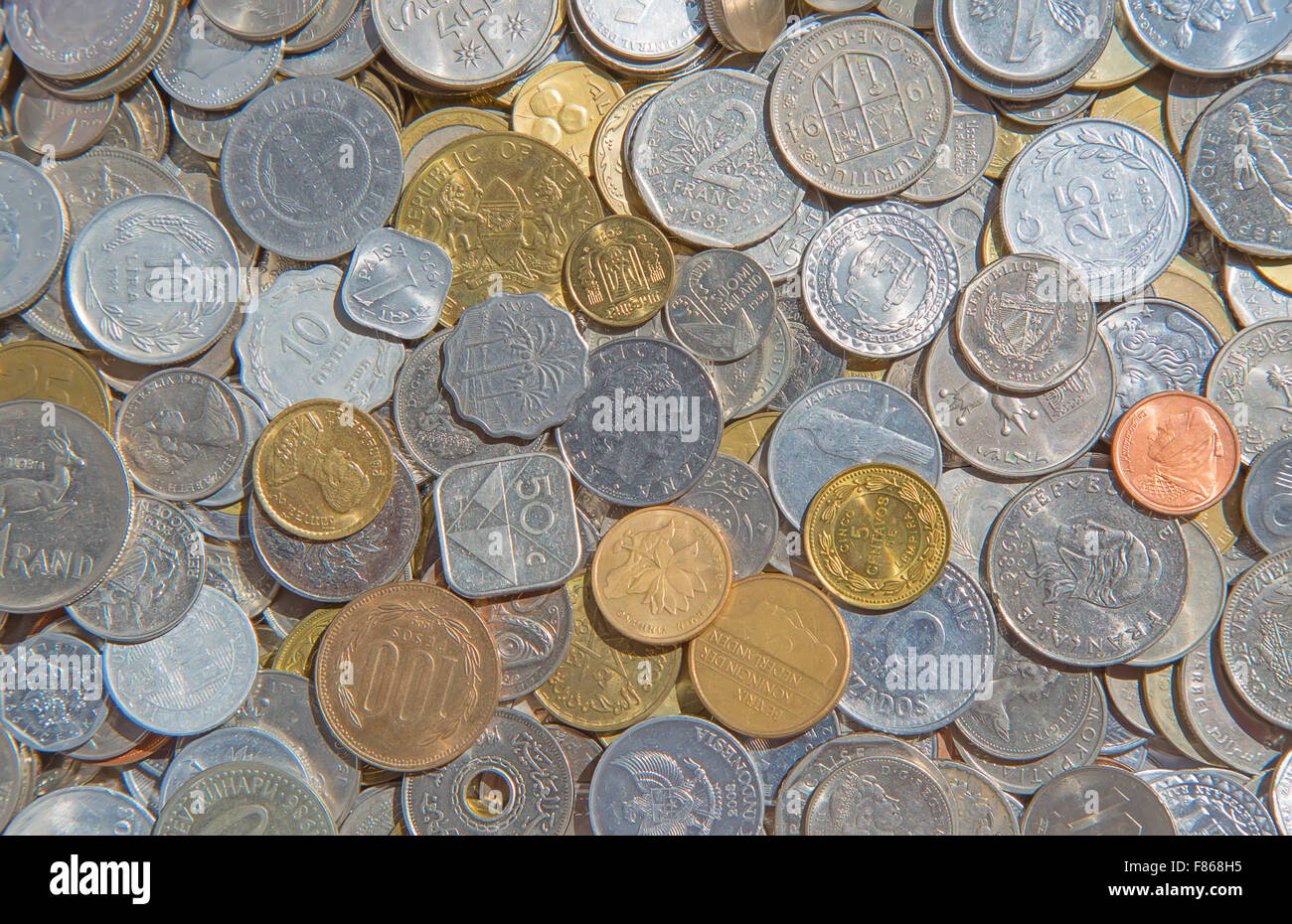 Collection of the old circulated coins Stock Photo - Alamy