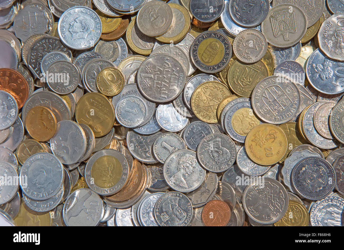 Collection of the old circulated coins Stock Photo - Alamy