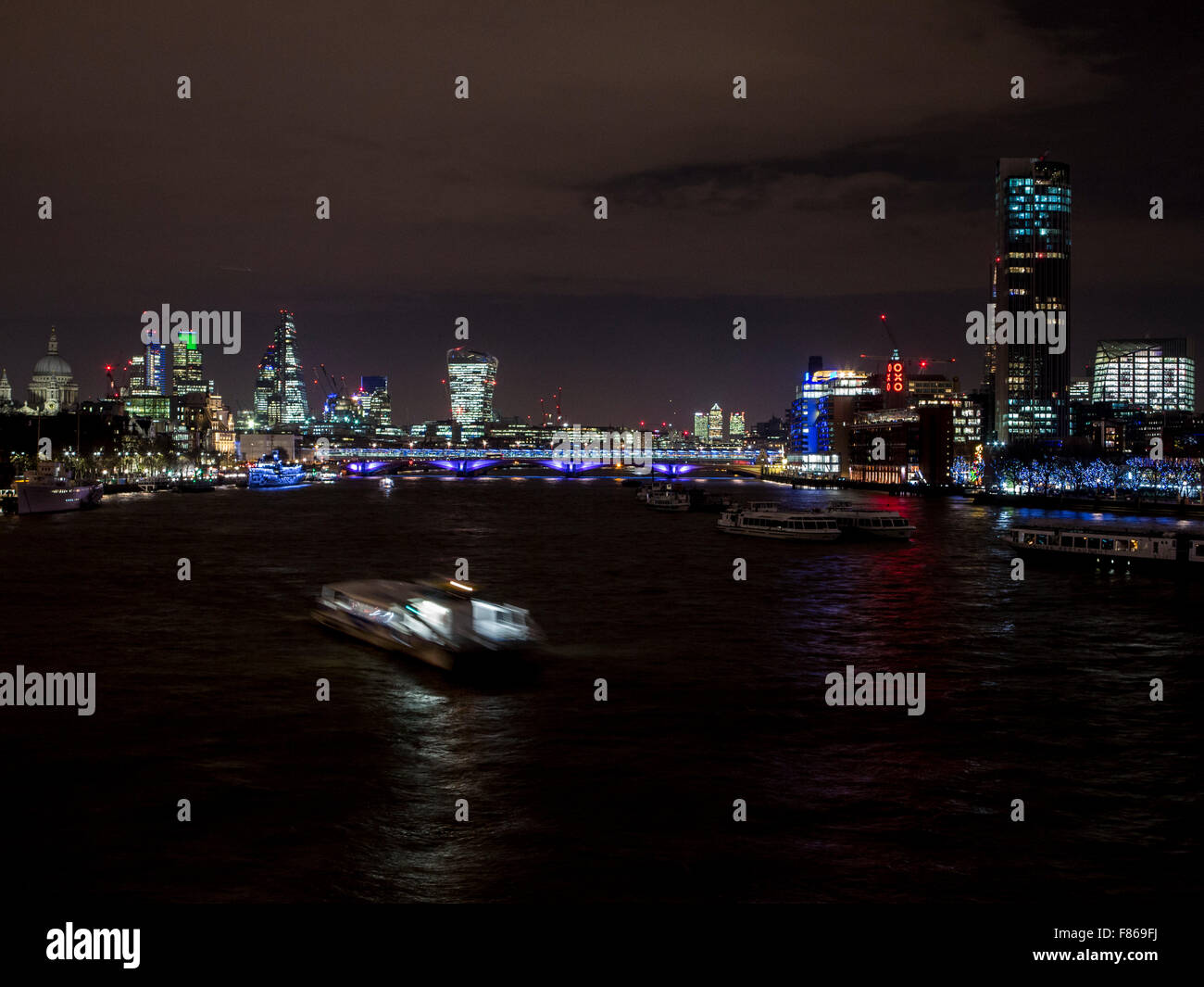 London River Thames embankment at night Stock Photo - Alamy