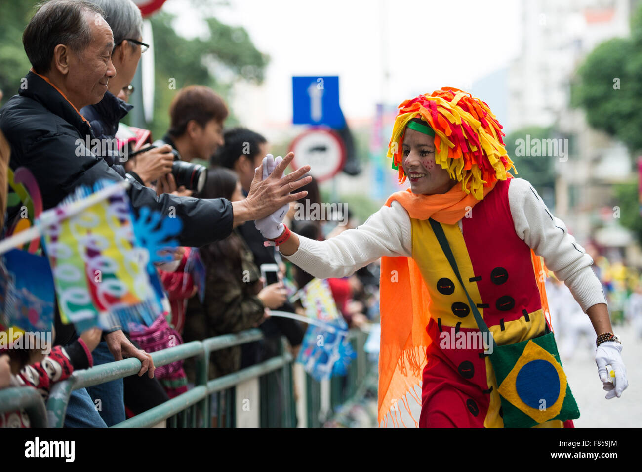 Macao, China. 6th Dec, 2015. An actor performs during a carnival parade ...