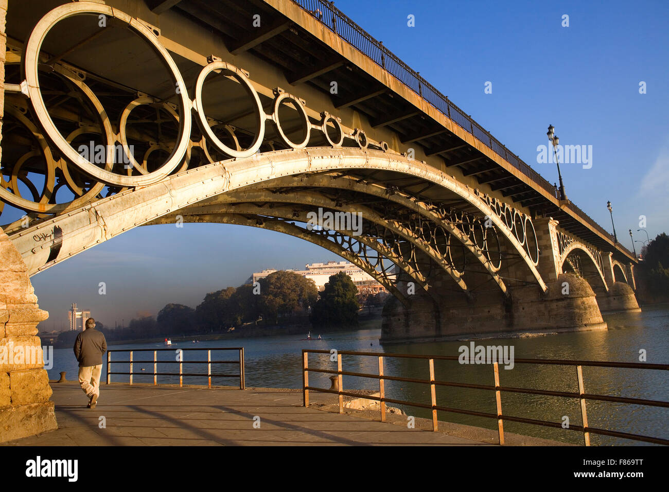 Isabel II bridge or Triana bridge. Guadalquivir river. Seville ...