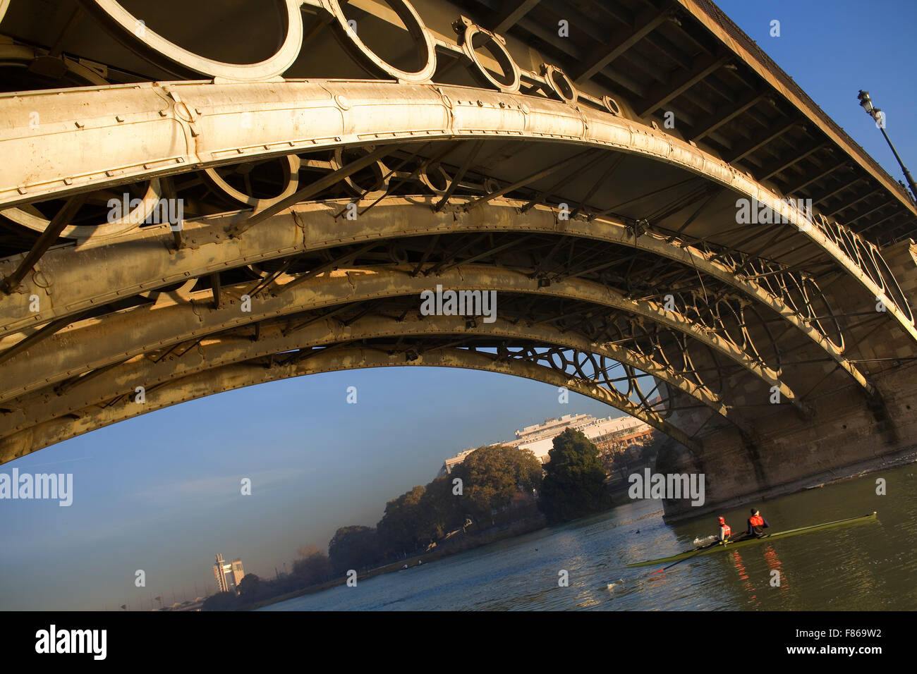 Isabel II bridge or Triana bridge. Guadalquivir river. Seville ...