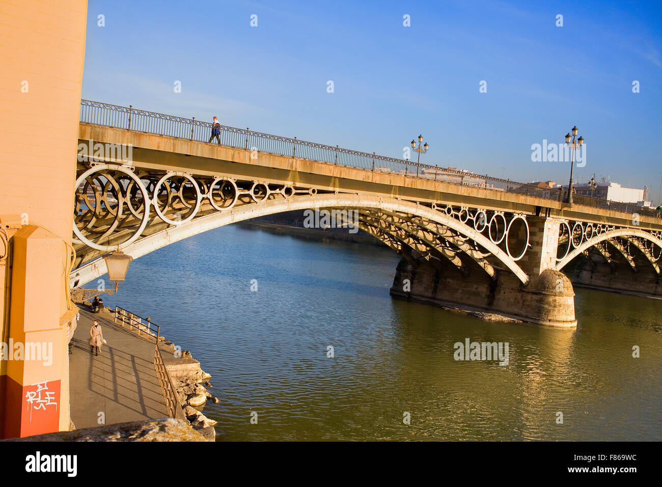 Isabel II bridge or Triana bridge. Guadalquivir river. Seville ...