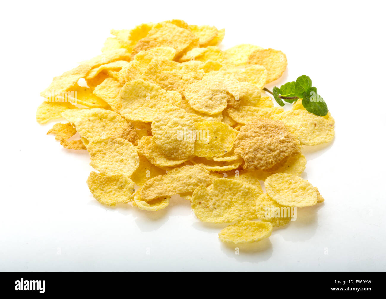 Corn Flakes with mint leaves Stock Photo - Alamy
