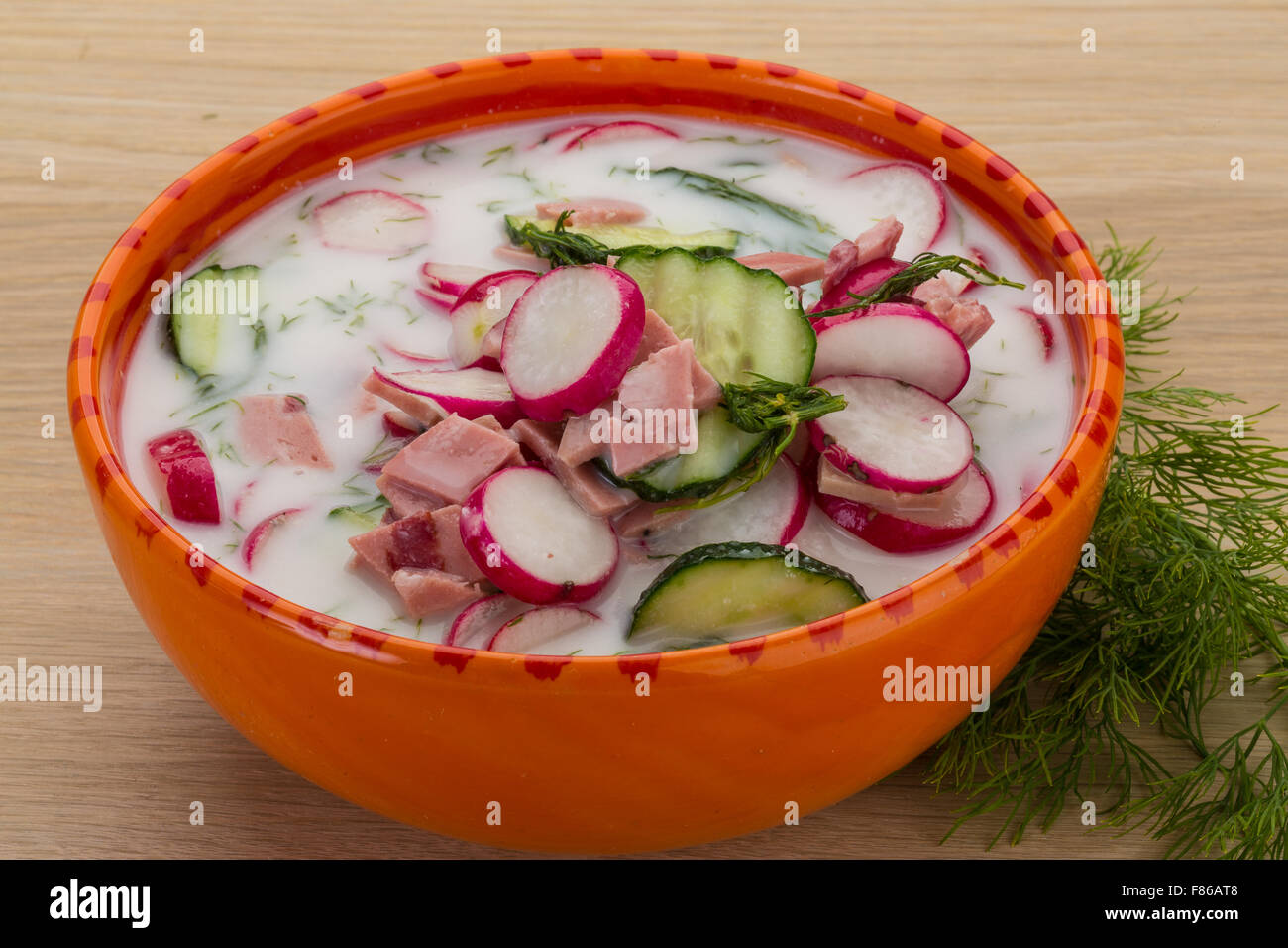 Traditional Russian cold soup - Okroshka Stock Photo - Alamy