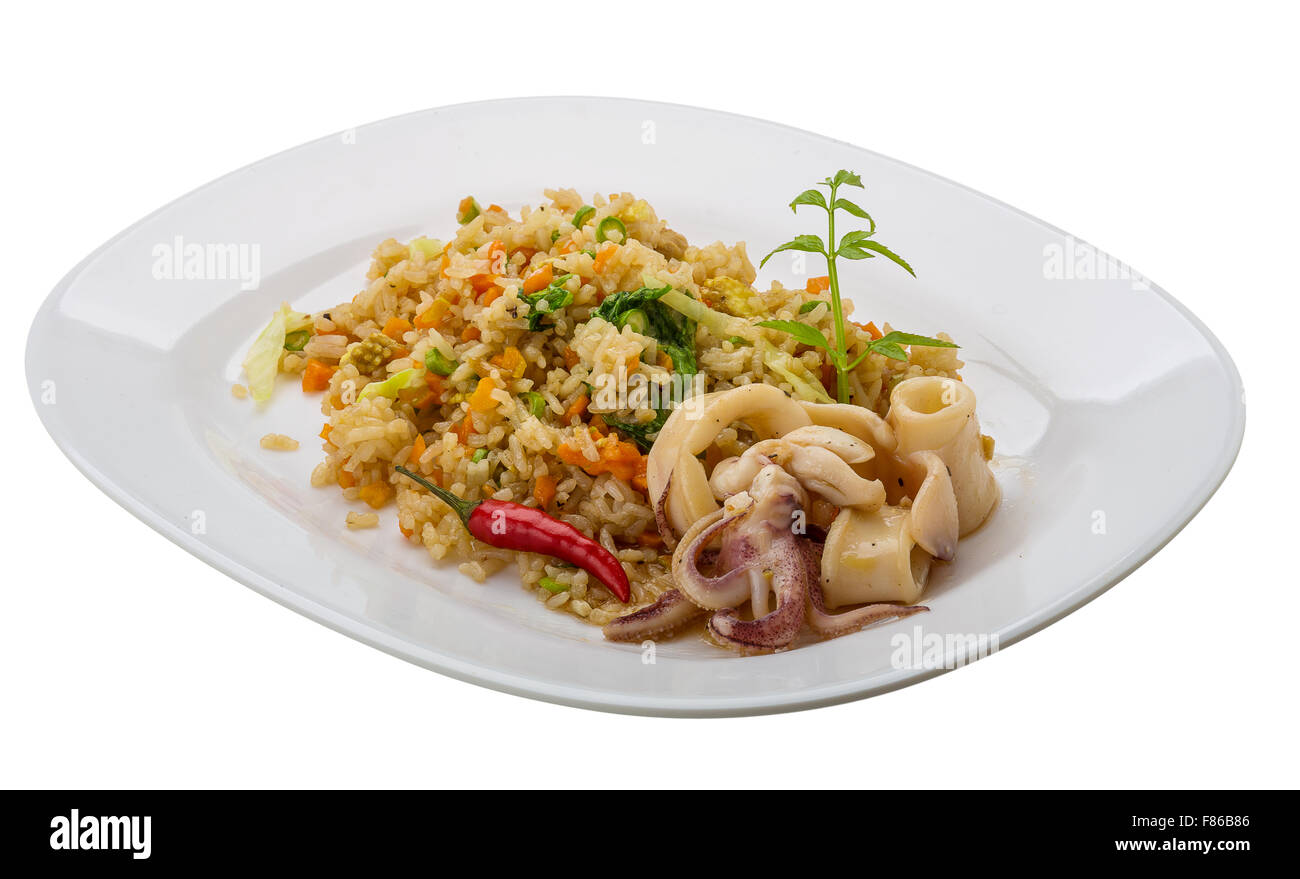 Fried rice with calamari - asian food Stock Photo - Alamy