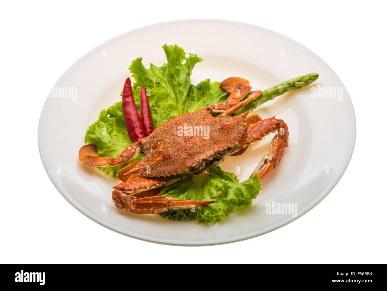 Boiled crab with pepper and salad Stock Photo - Alamy
