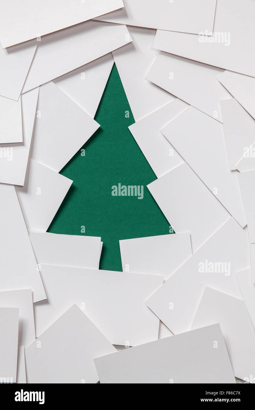 Creative design of christmas background with paper fir tree Stock Photo ...