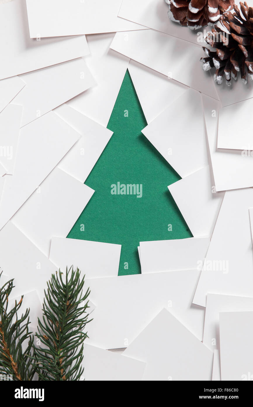 Creative design of christmas background with paper fir tree Stock Photo ...
