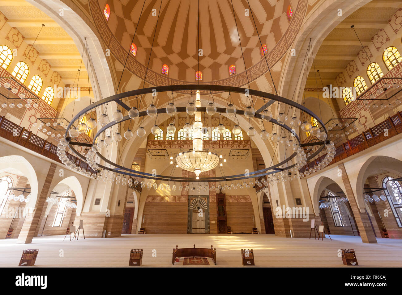 Interior of the Al Fateh Grand Mosque in the city of Manama, Bahrain ...
