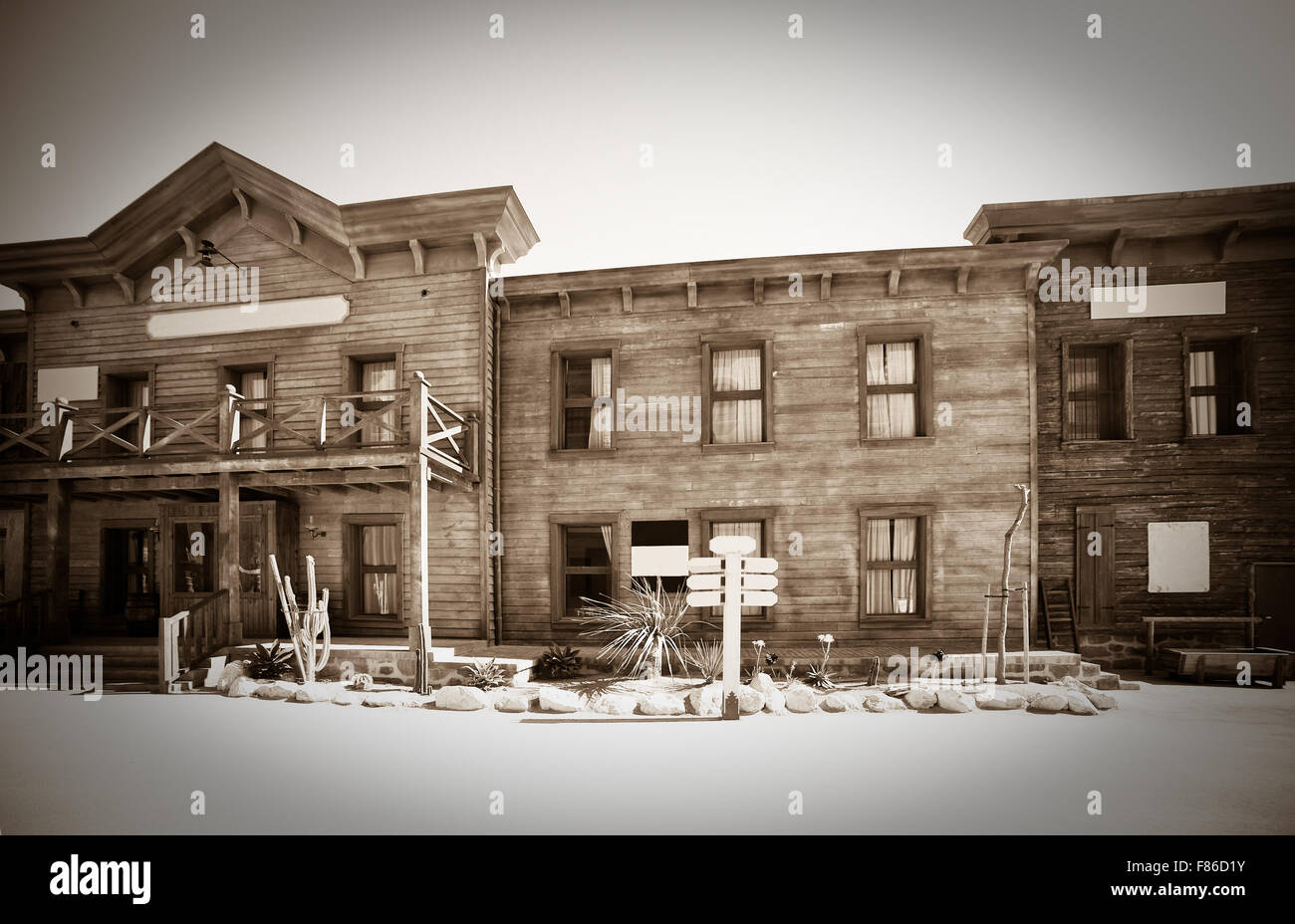 Retro photo of Wild west town Stock Photo - Alamy