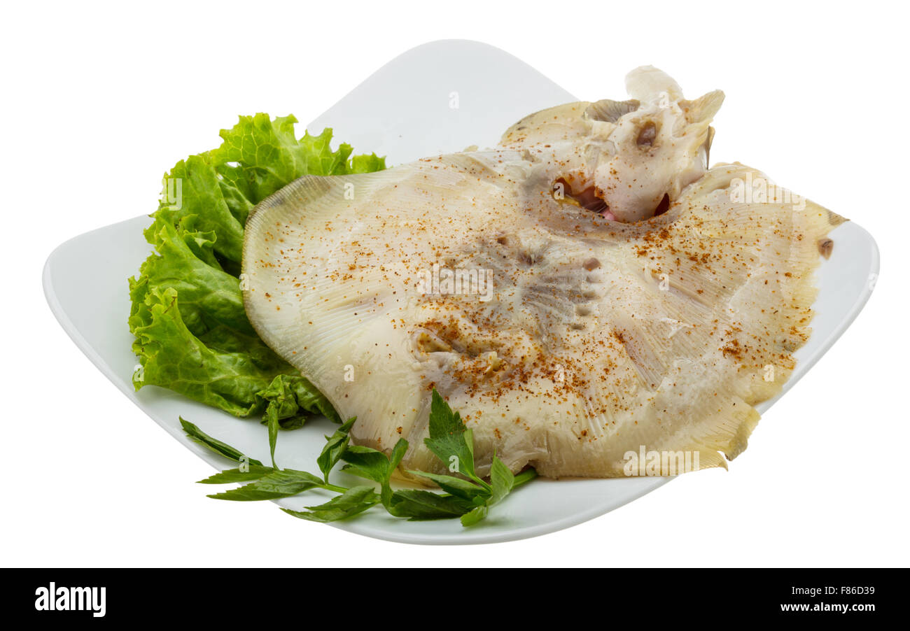 Grilled ray fish - Batoidea with salad Stock Photo - Alamy