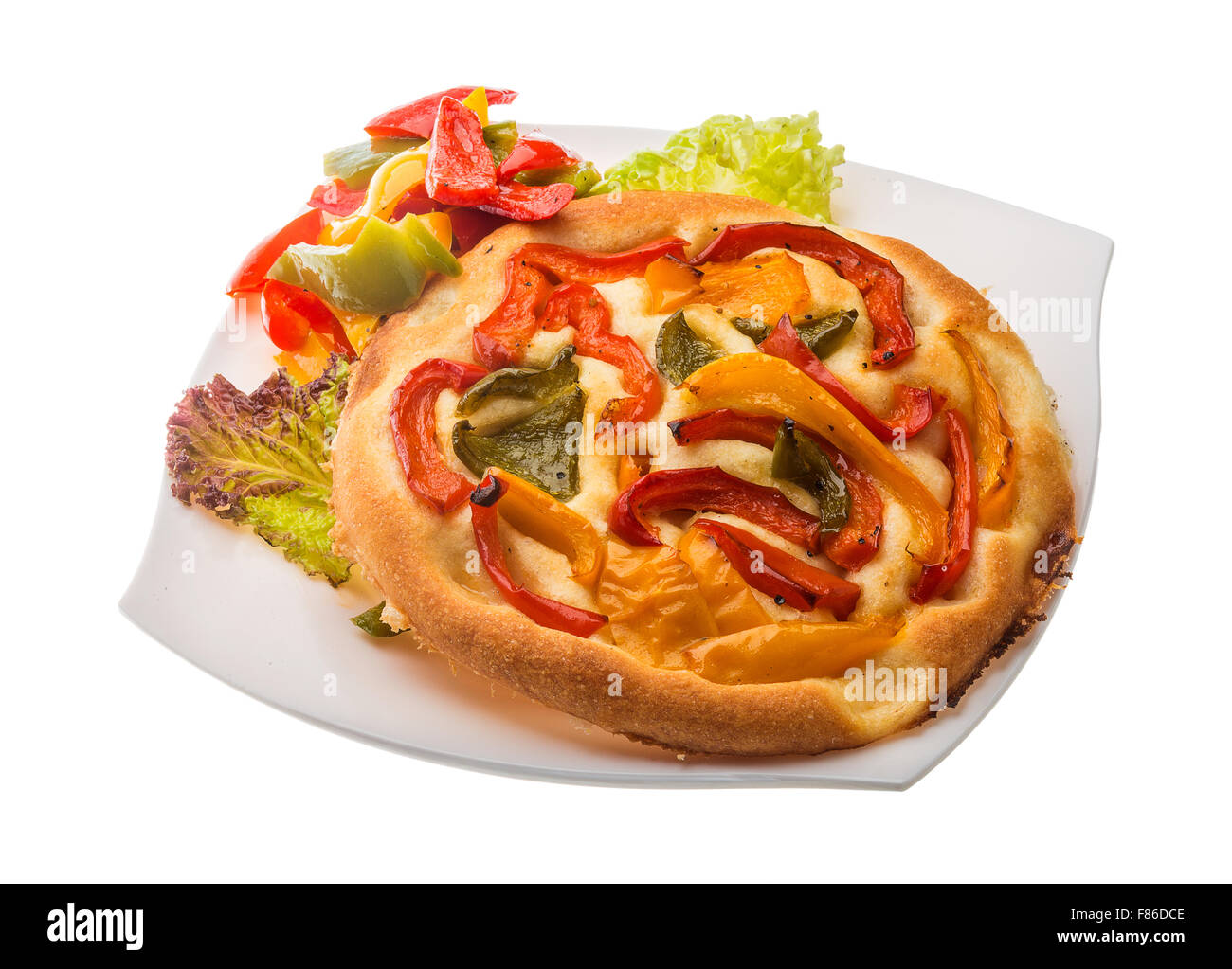 Round Pizza with bulgarian pepper Stock Photo - Alamy
