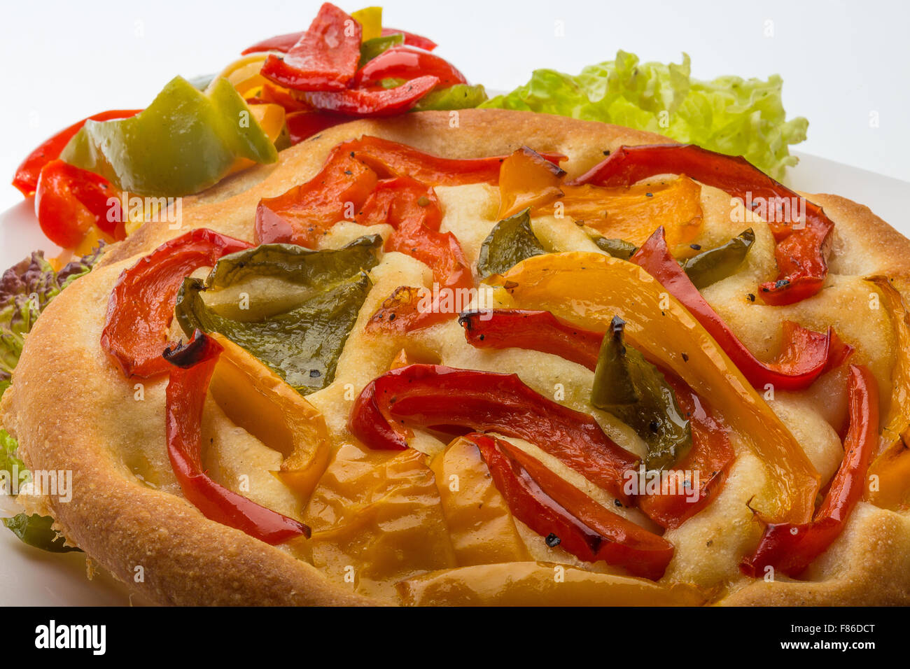 Round Pizza with bulgarian pepper Stock Photo - Alamy
