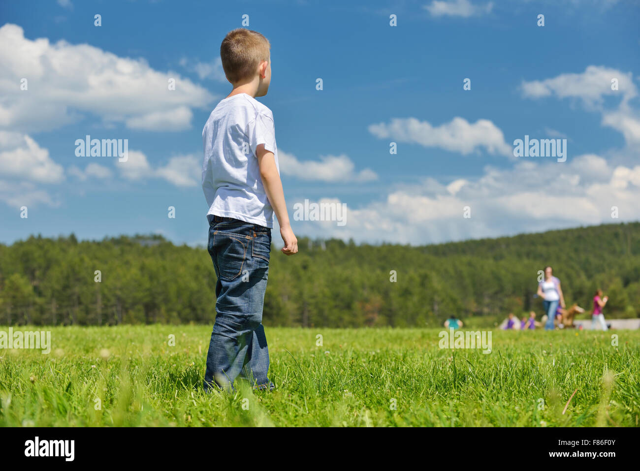 happy kids group have fun in nature outdoors park Stock Photo - Alamy