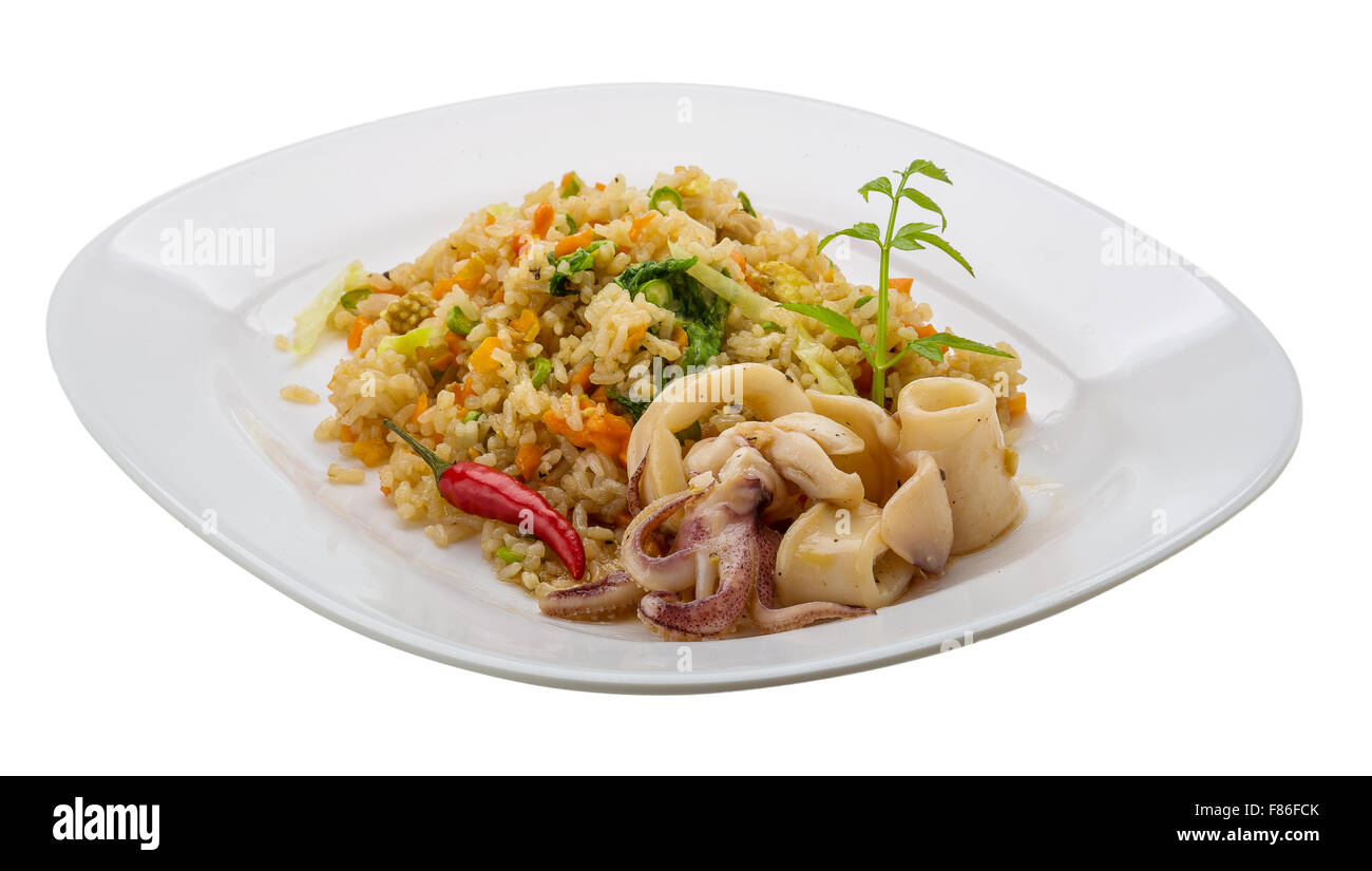 Fried rice with calamari - asian food Stock Photo - Alamy