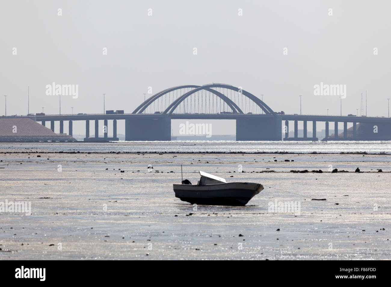 Sheikh Khalifa Bin Salman causeway Bridge in Manama, Kingdom of Bahrain ...