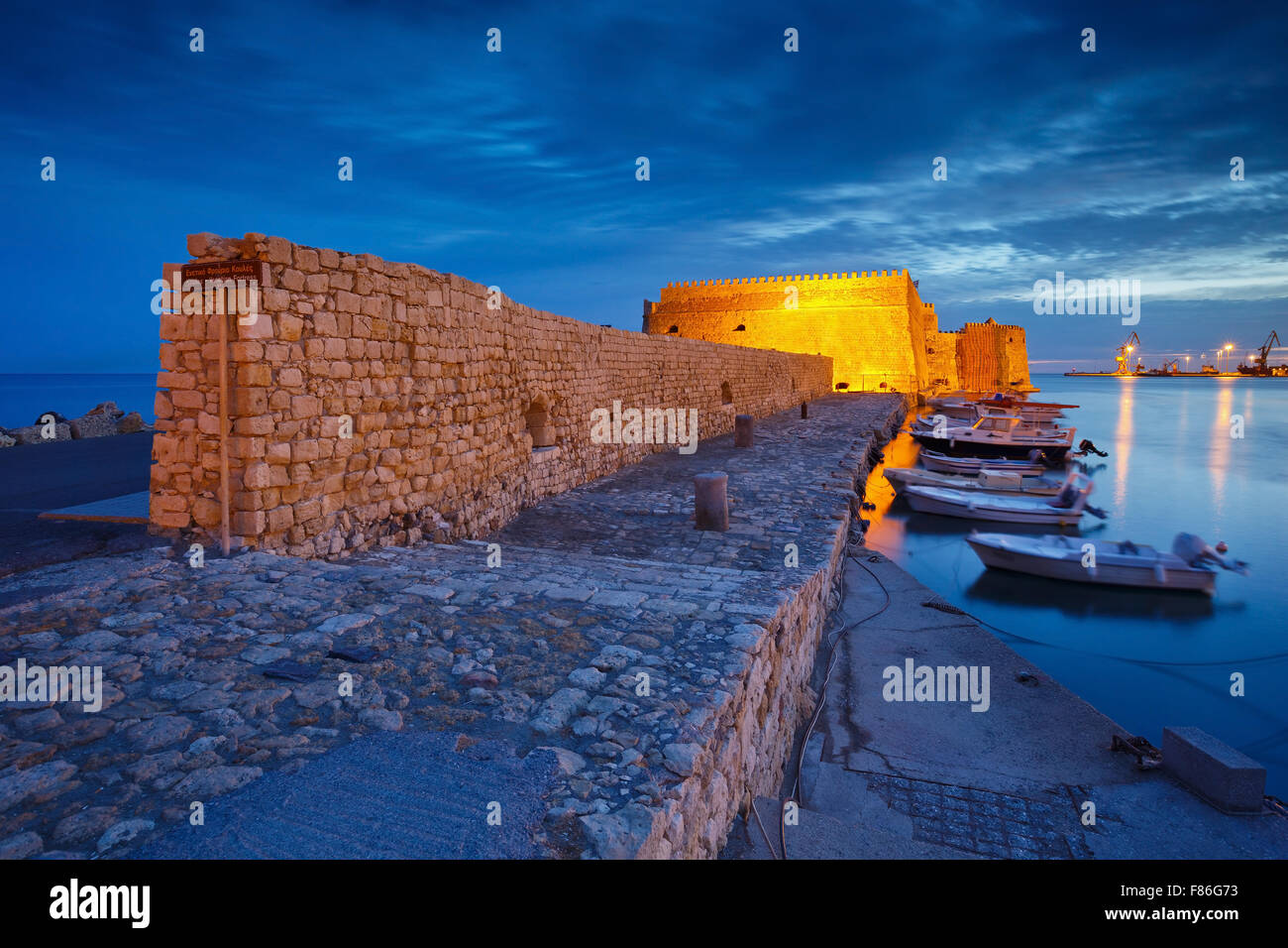 Venetian fortress in the old harbour of Heraklion in Crete, Greece ...
