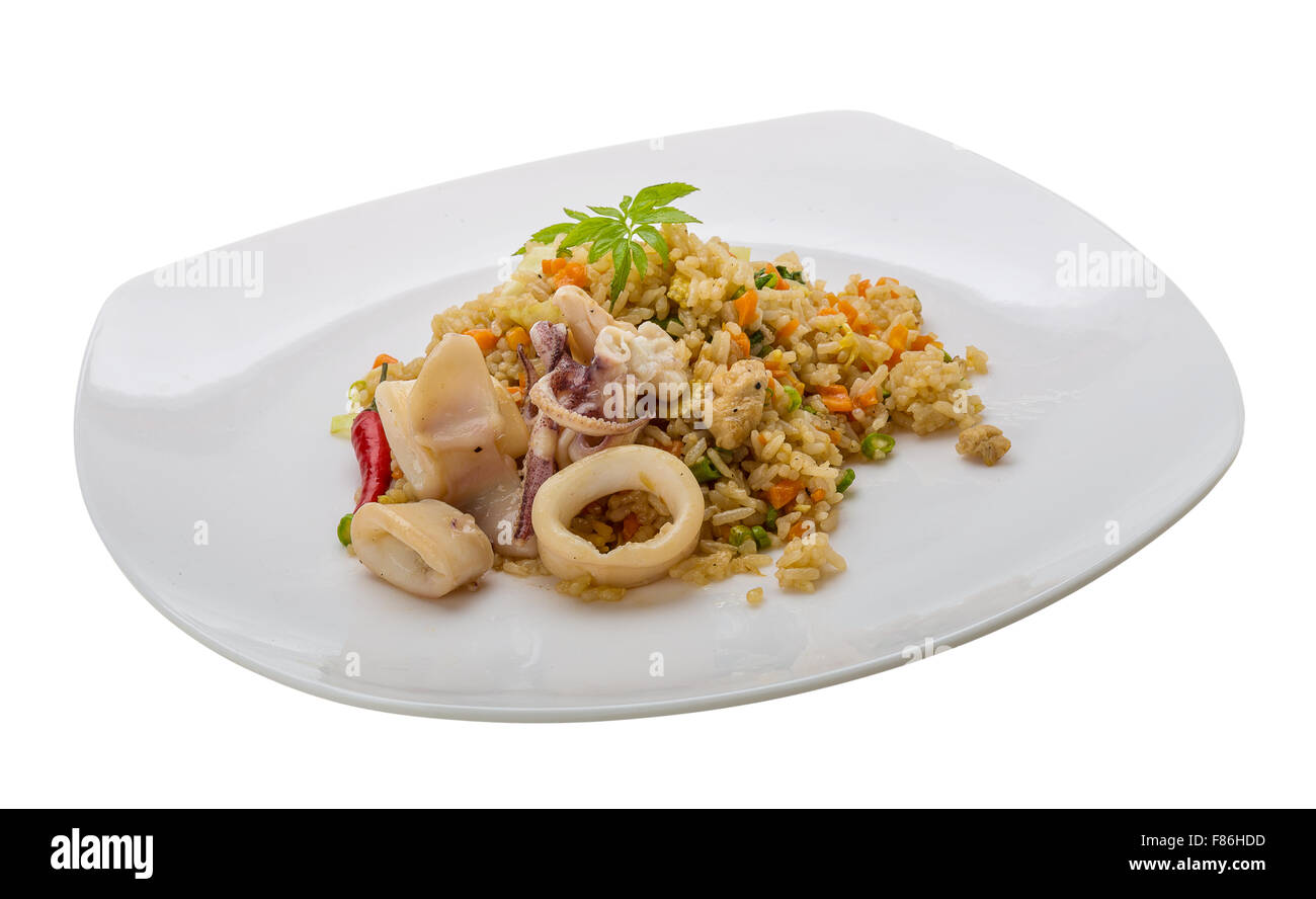 Fried rice with calamari - asian food Stock Photo - Alamy