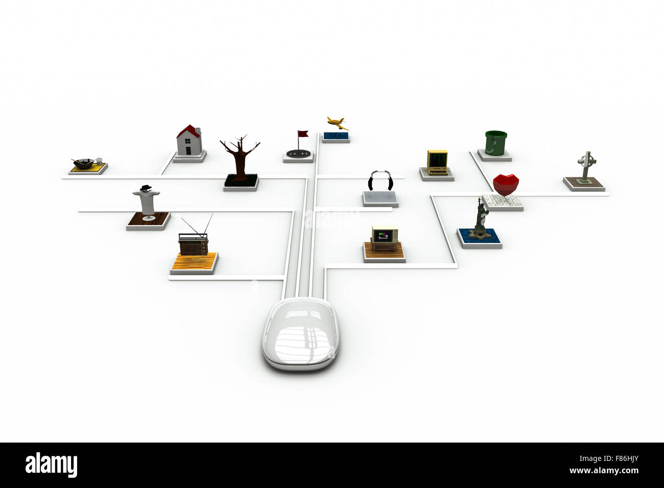 computer mouse connected with web icons isolated on white background ...