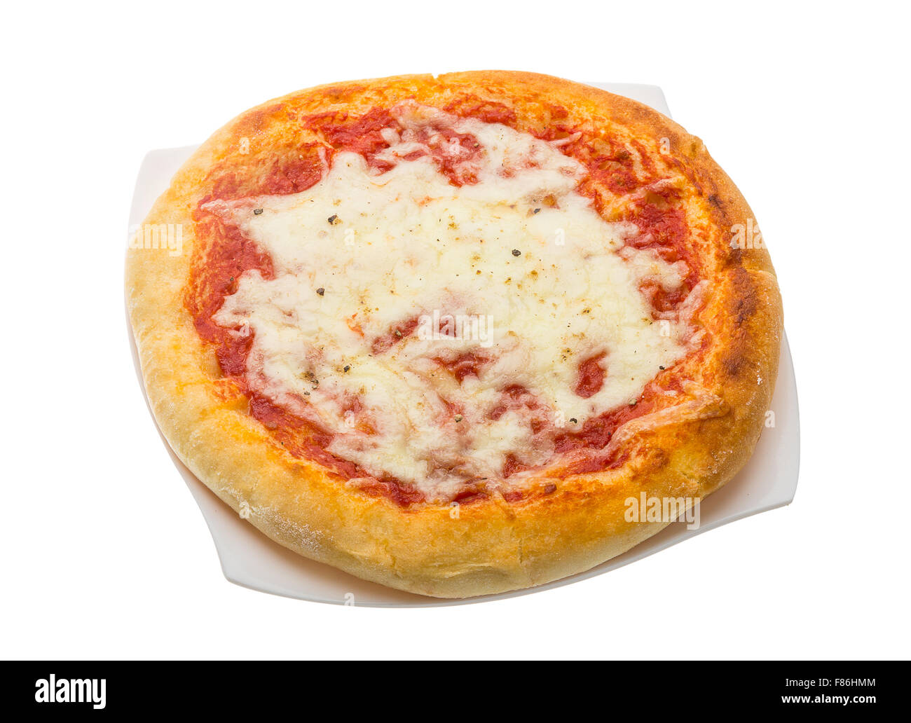 Round pizza with tomato and cheese Stock Photo - Alamy