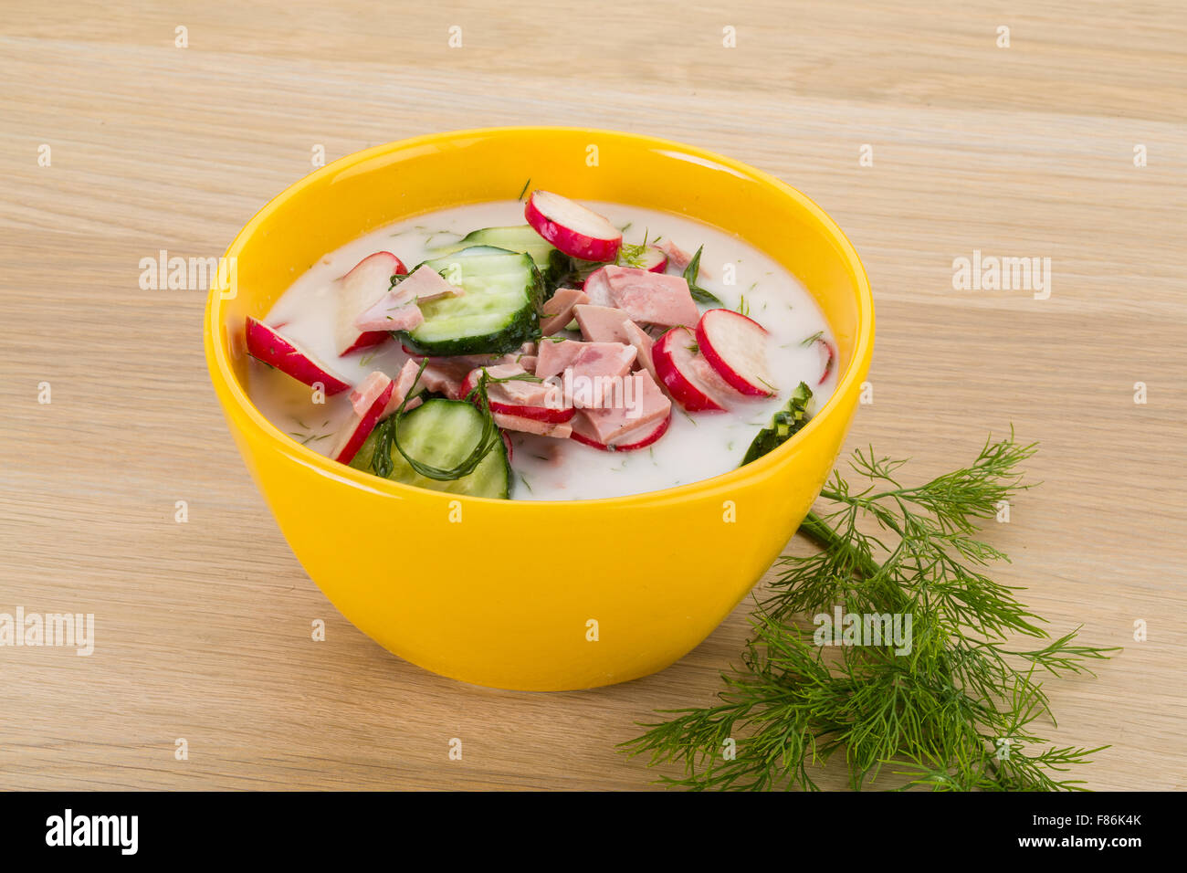 Traditional Russian cold soup - Okroshka Stock Photo - Alamy