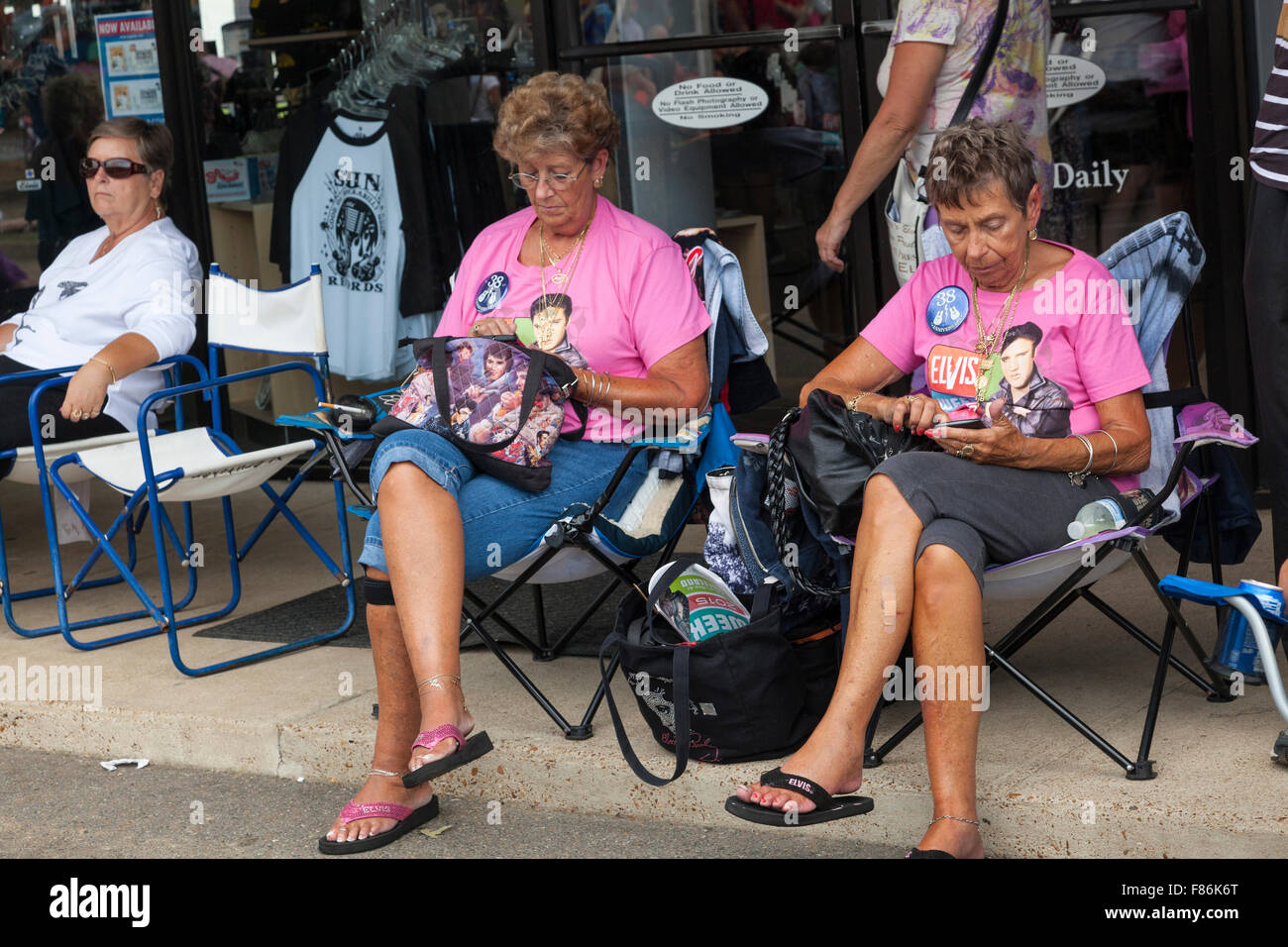 Elvis Presley fans during Elvis Week, at Graceland, Memphis Tennessee ...