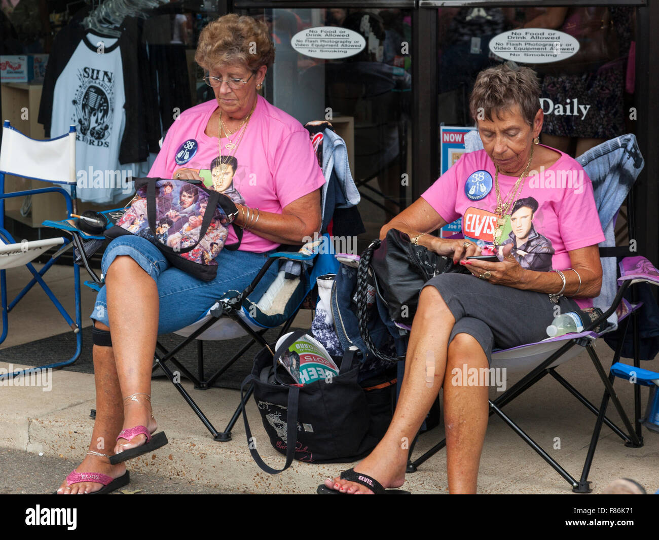 Elvis Presley fans during Elvis Week, at Graceland, Memphis Tennessee ...