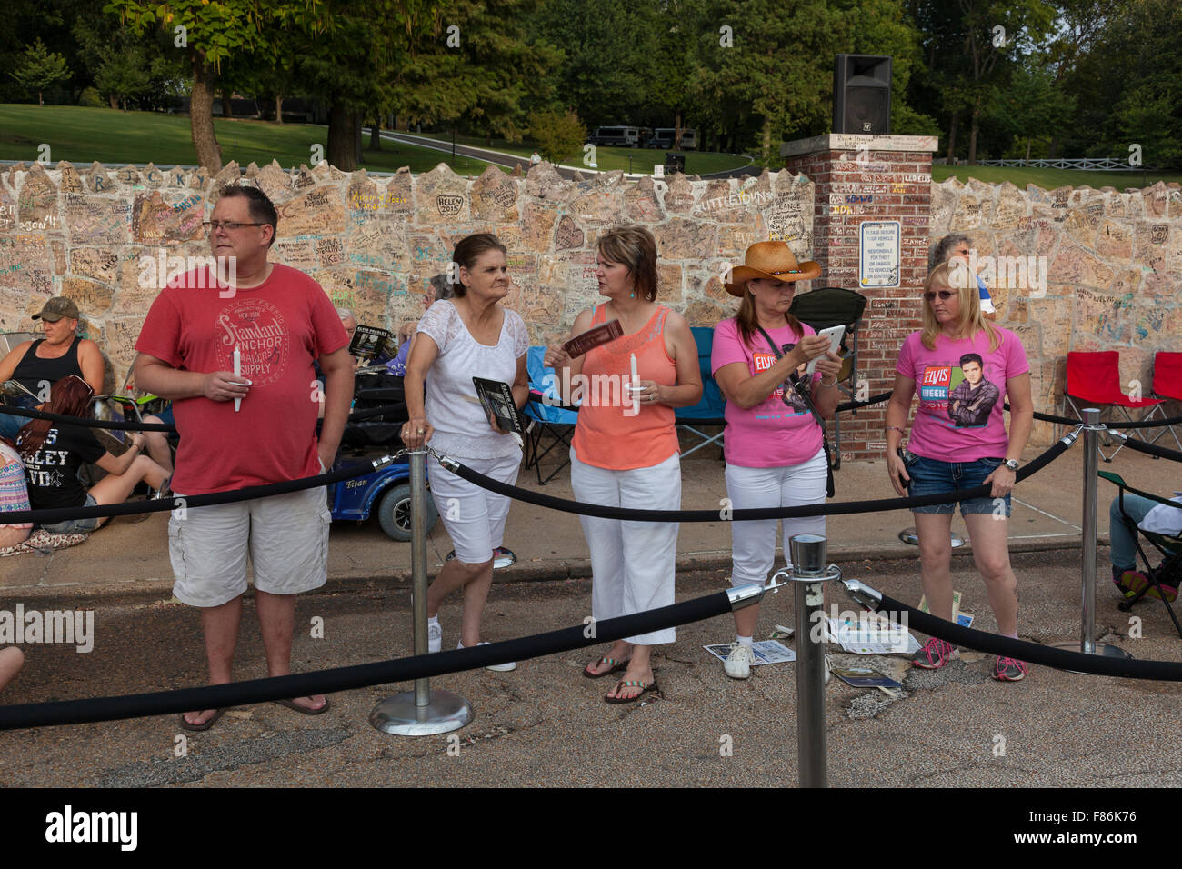 Elvis Presley fans during Elvis Week, at Graceland, Memphis Tennessee ...