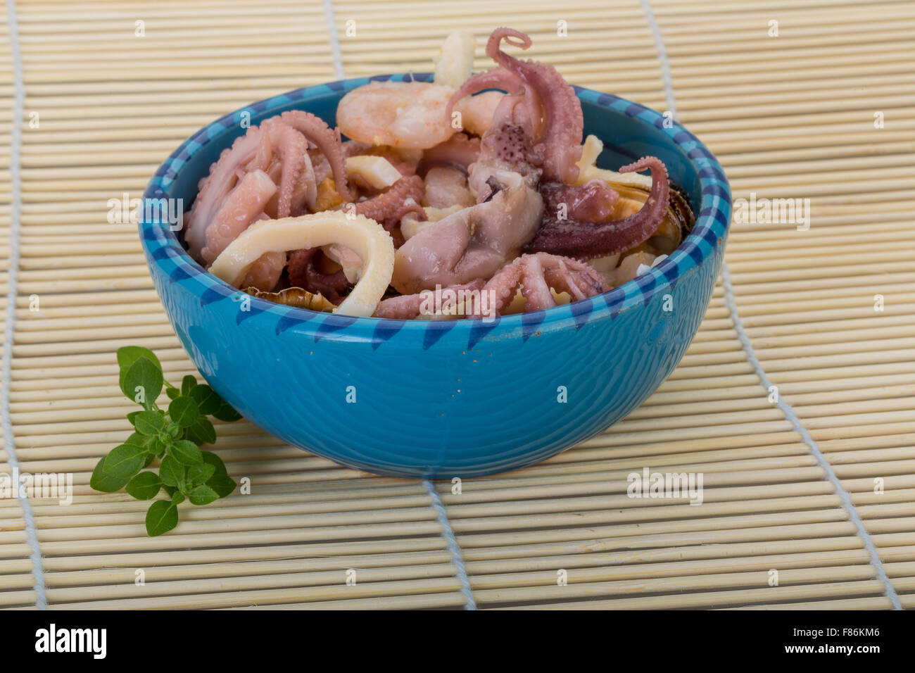 Seafood cocktail with octopus, shrimp, calamari and mussel Stock Photo ...