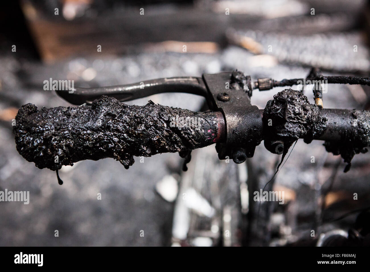 Bicycle burned handlebars Stock Photo - Alamy