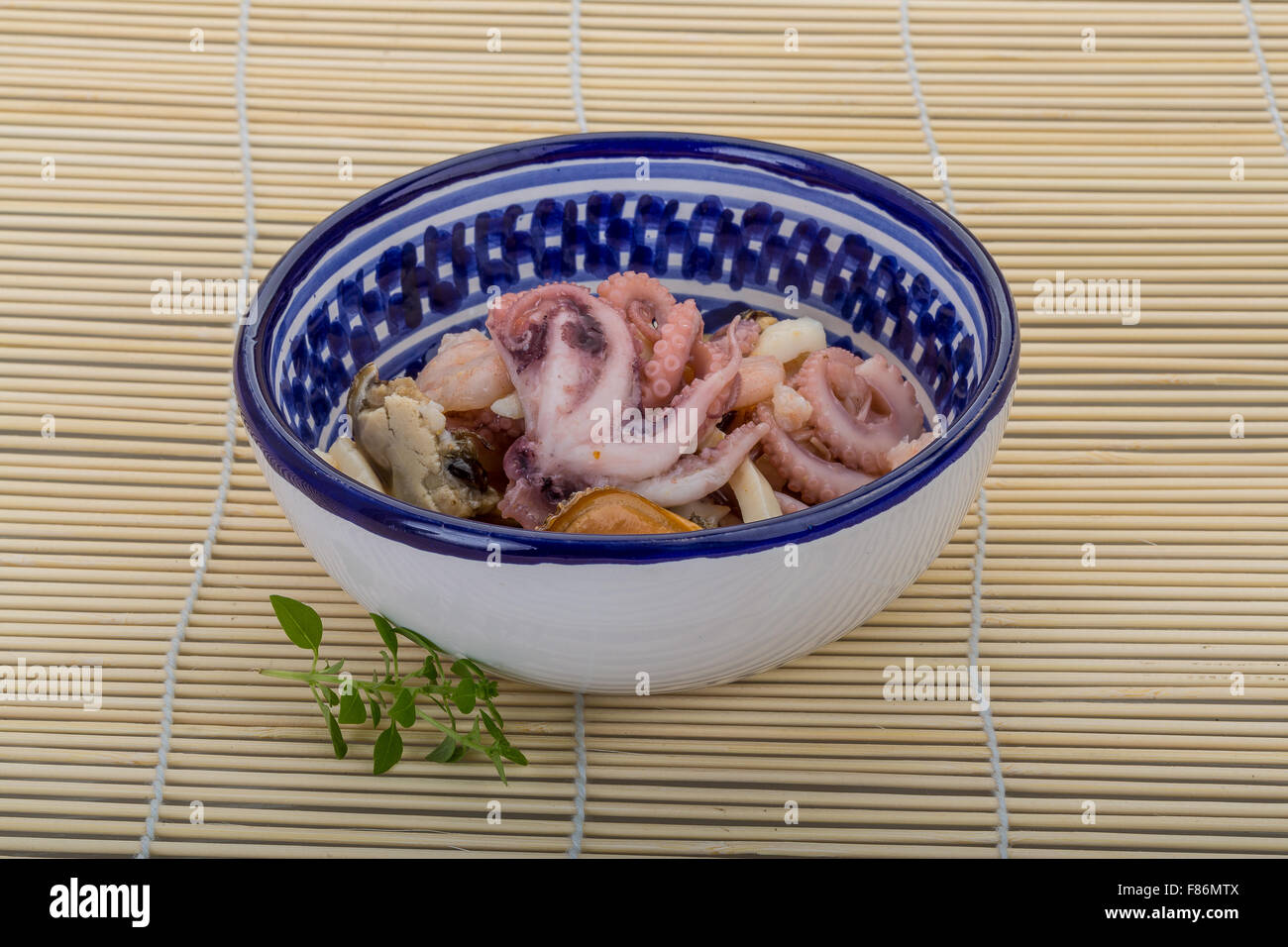 Seafood cocktail with octopus, shrimp, calamari and mussel Stock Photo ...