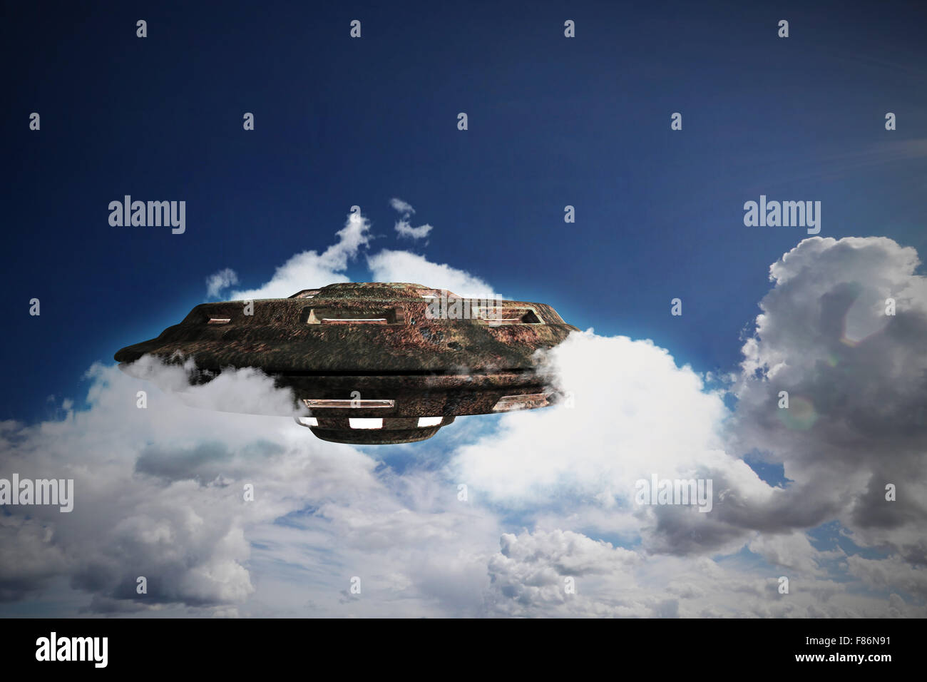 unidentified rusty object flying in the sky Stock Photo - Alamy