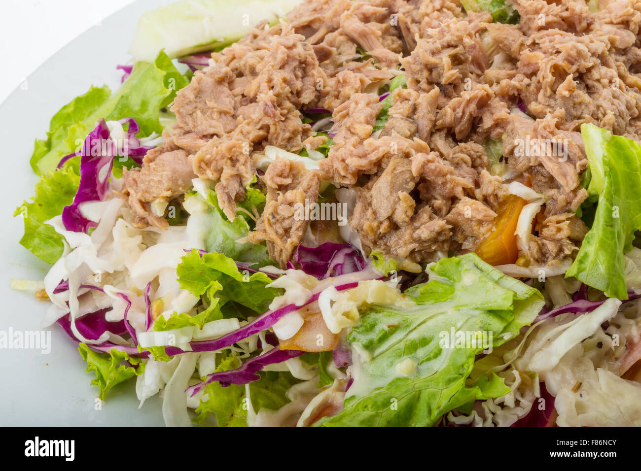Tuna salad with cabbage and cucumber Stock Photo - Alamy