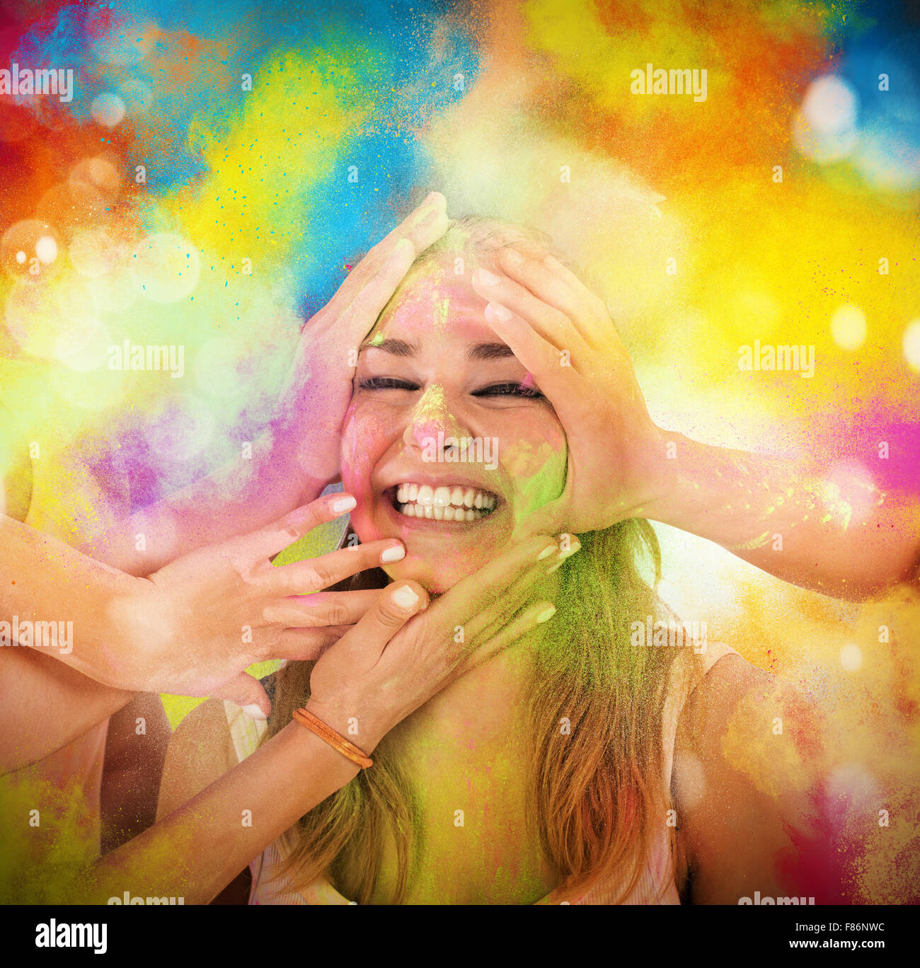 Woman covered powder paint hi-res stock photography and images - Alamy