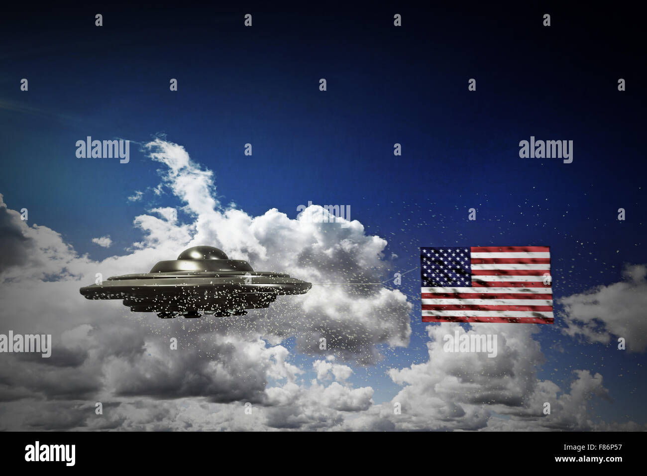 unidentified flying object with American flag on it Stock Photo - Alamy