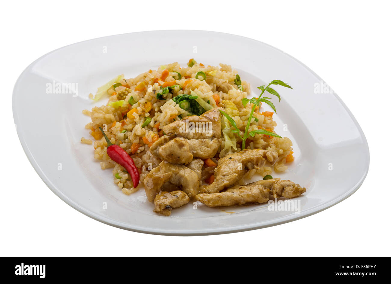 Fried rice with chicken - traditional asian food Stock Photo - Alamy