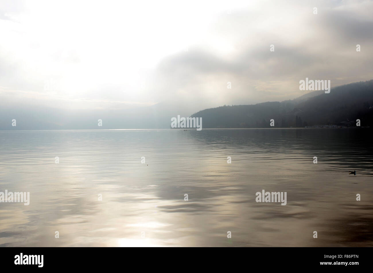 Large view of Annecy lake landscape in France and mountains Stock Photo ...