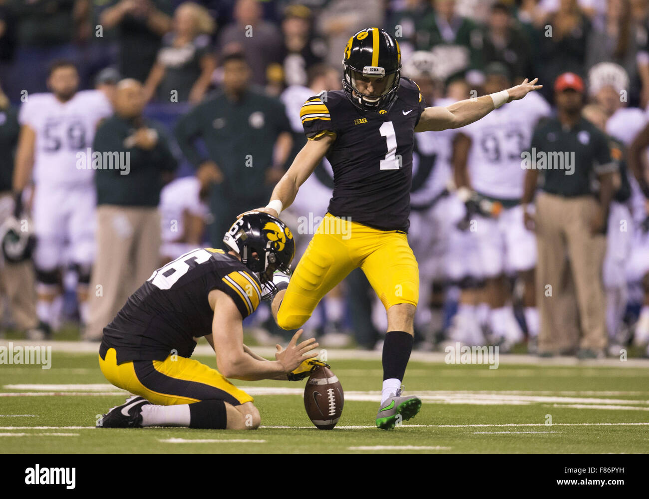 Indianapolis, Indiana, USA. 05th Dec, 2015. Iowa placekicker Marshall ...