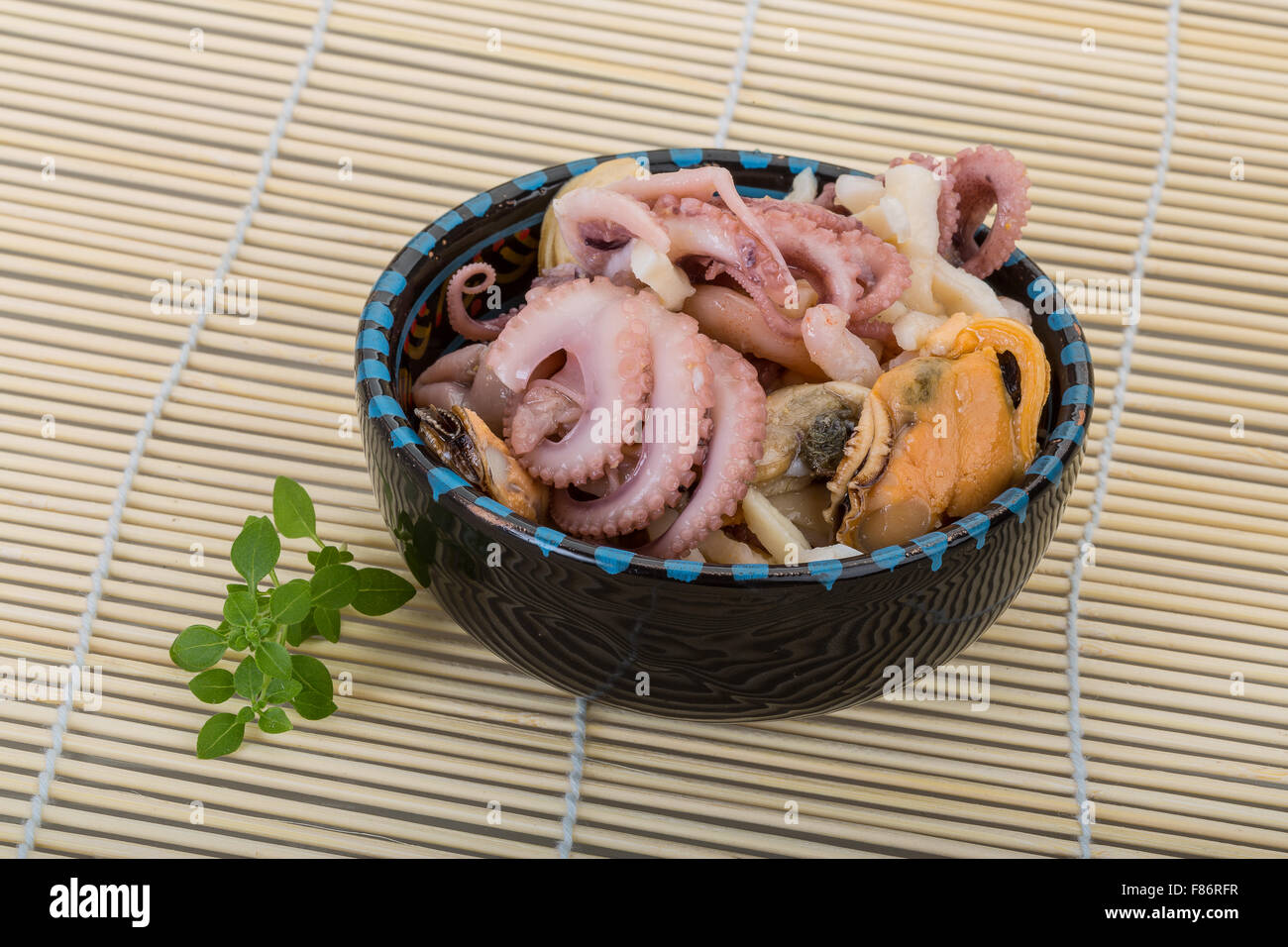 Seafood cocktail with octopus, shrimp, calamari and mussel Stock Photo ...