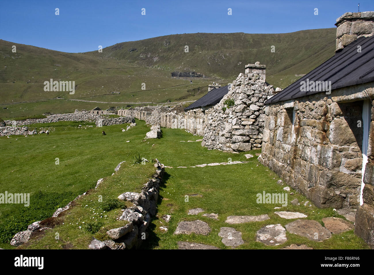 St Kilda row of crofts Stock Photo - Alamy