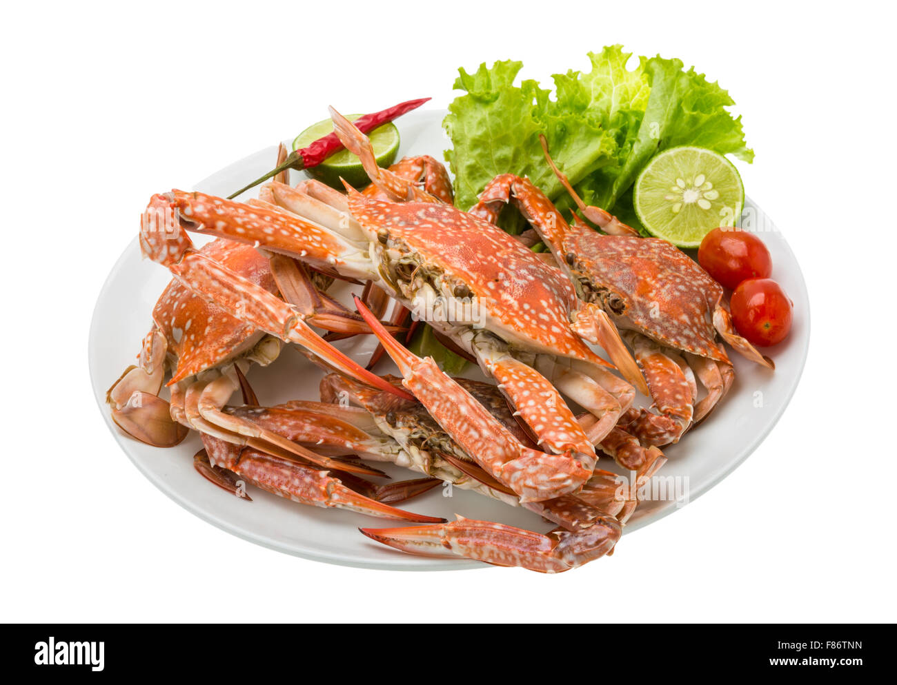 Boiled blue crab with campot pepper Stock Photo - Alamy