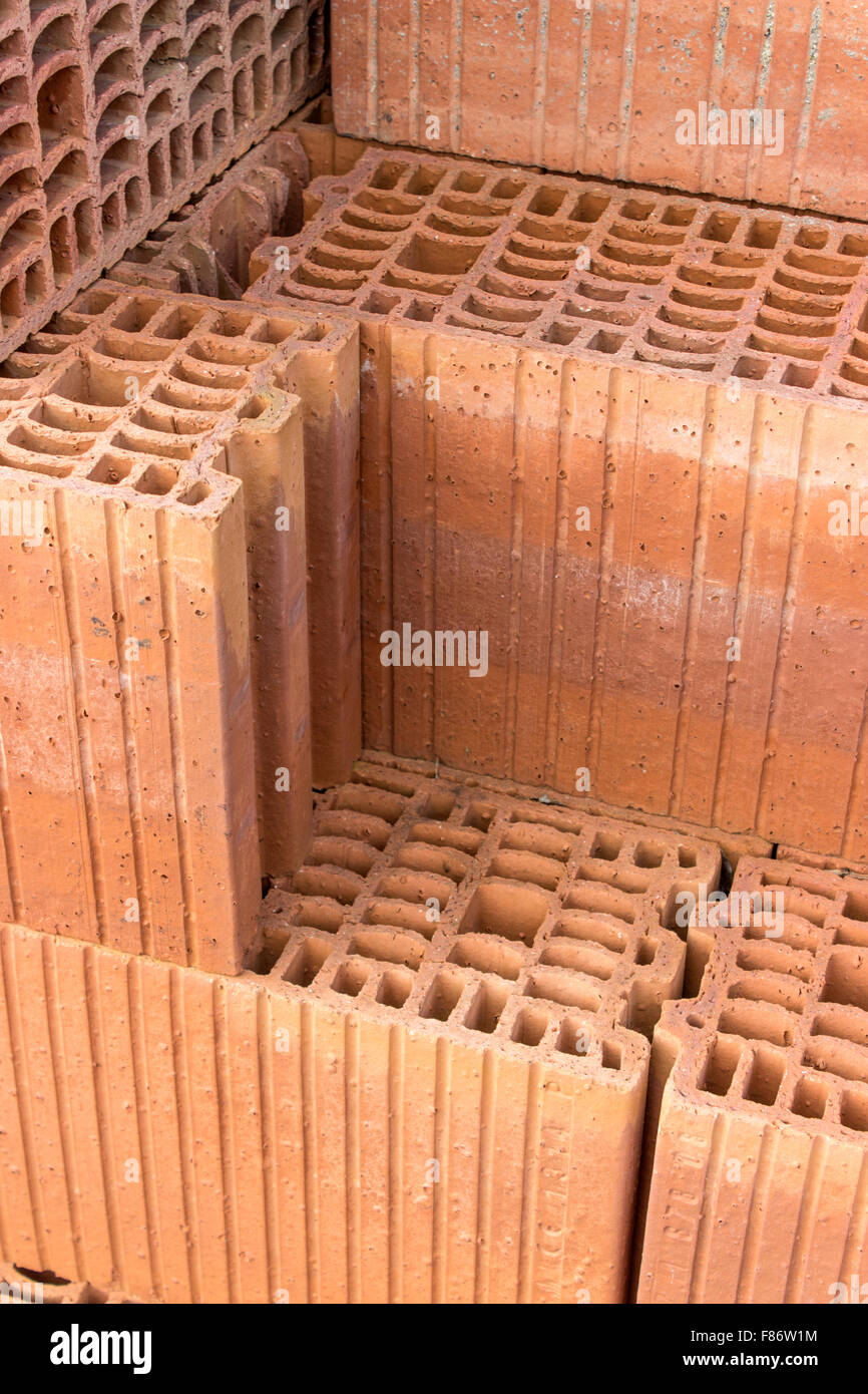 Stack with hollow bricks Stock Photo - Alamy