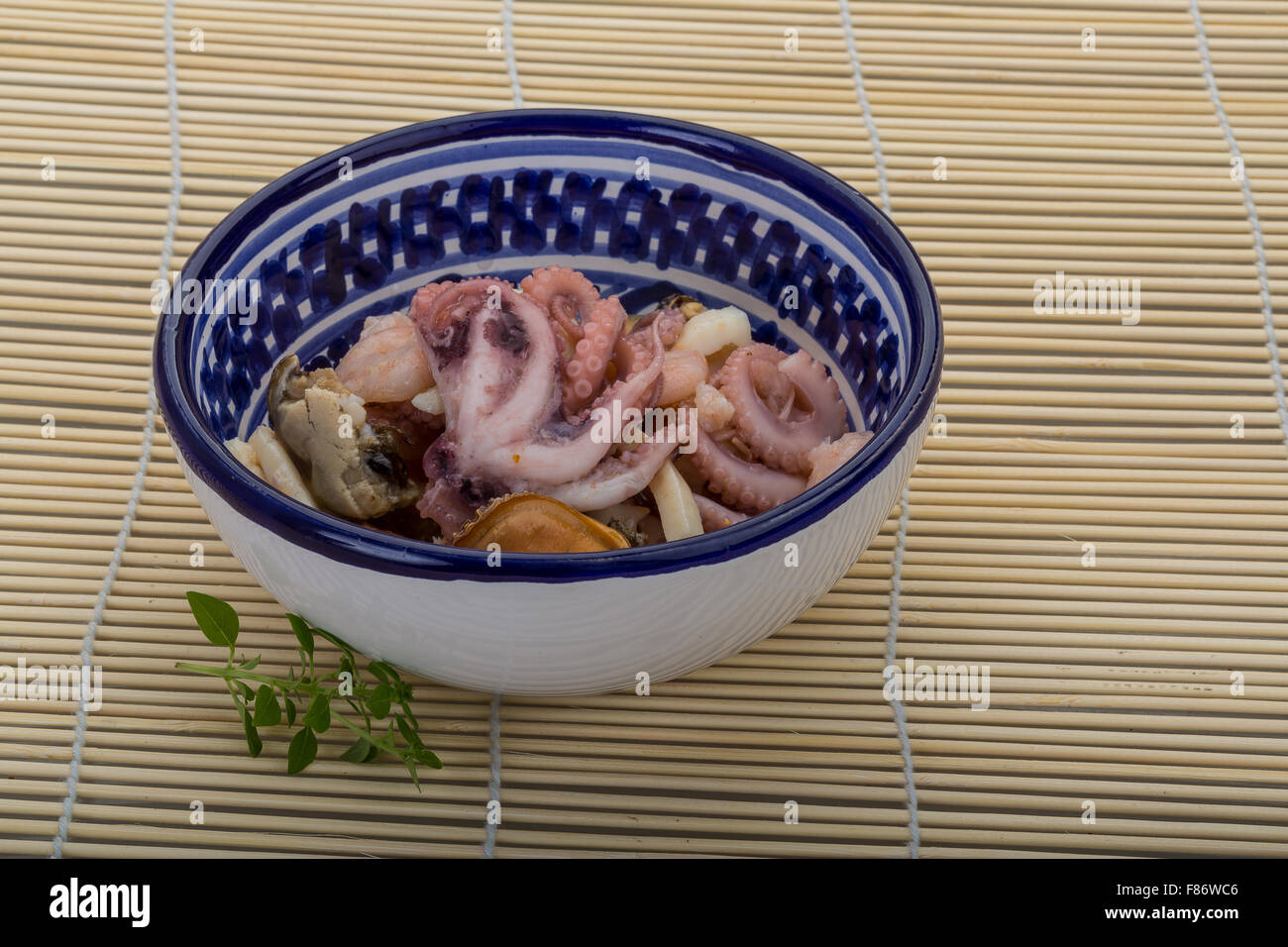 Seafood cocktail with octopus, shrimp, calamari and mussel Stock Photo ...