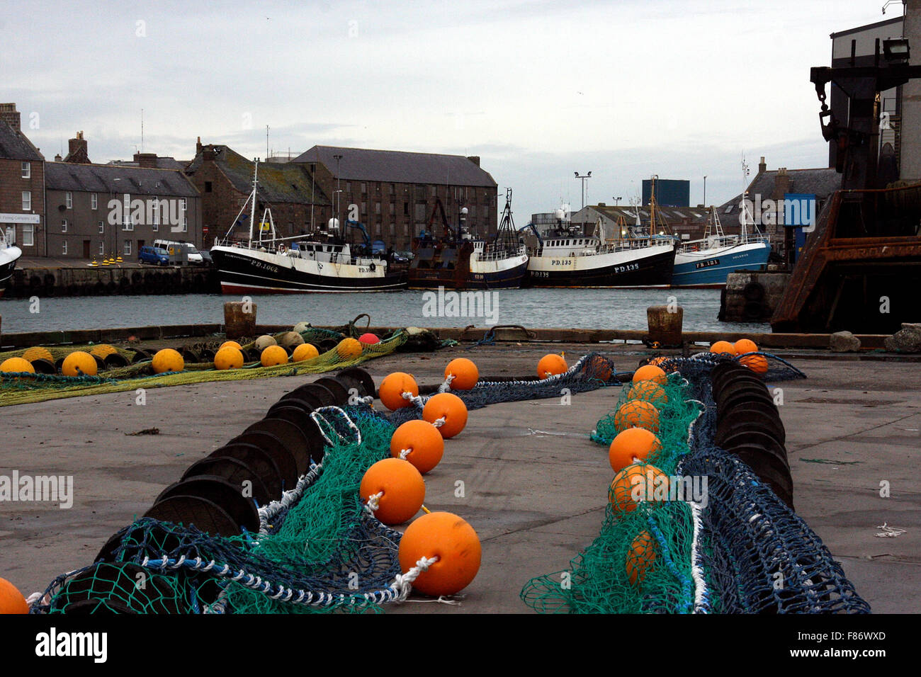 Peterhead harbour net Stock Photo - Alamy