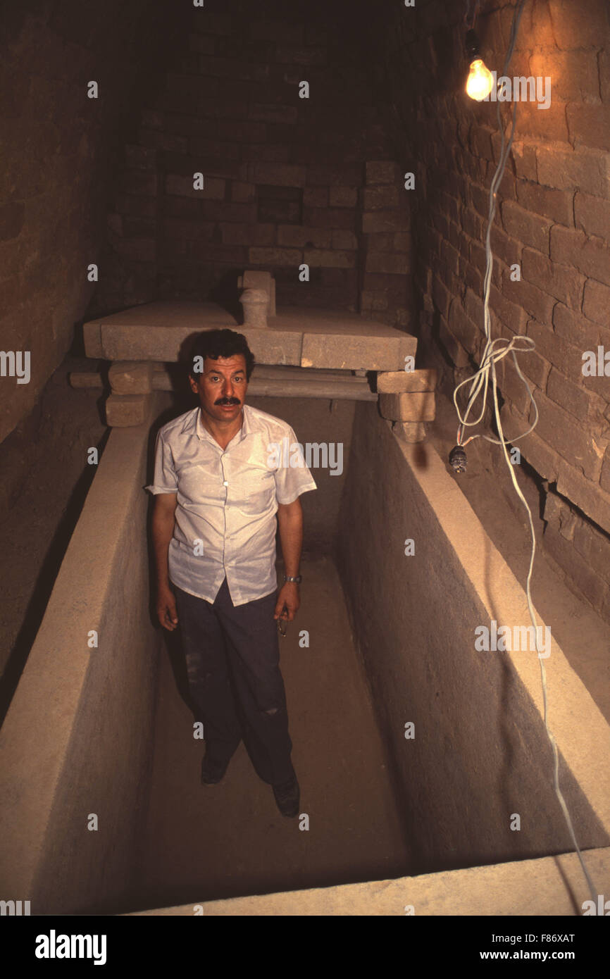 Iraqi archaeologist Mahmoud standing in the chamber where he made Iraq ...